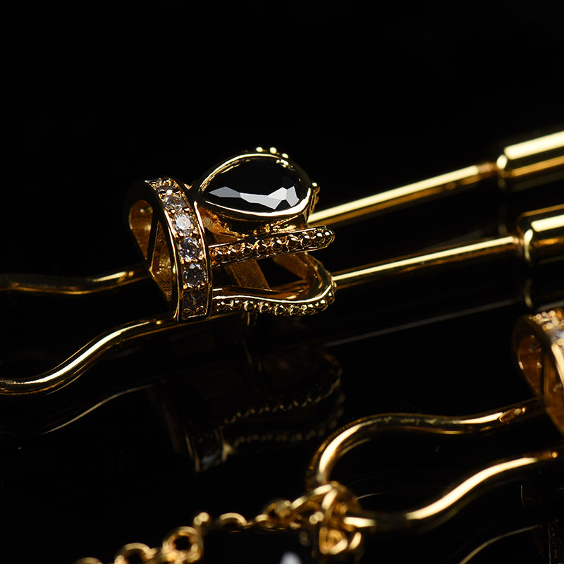 UPKO Crown and dangling side decorations chain nipple clamps ...